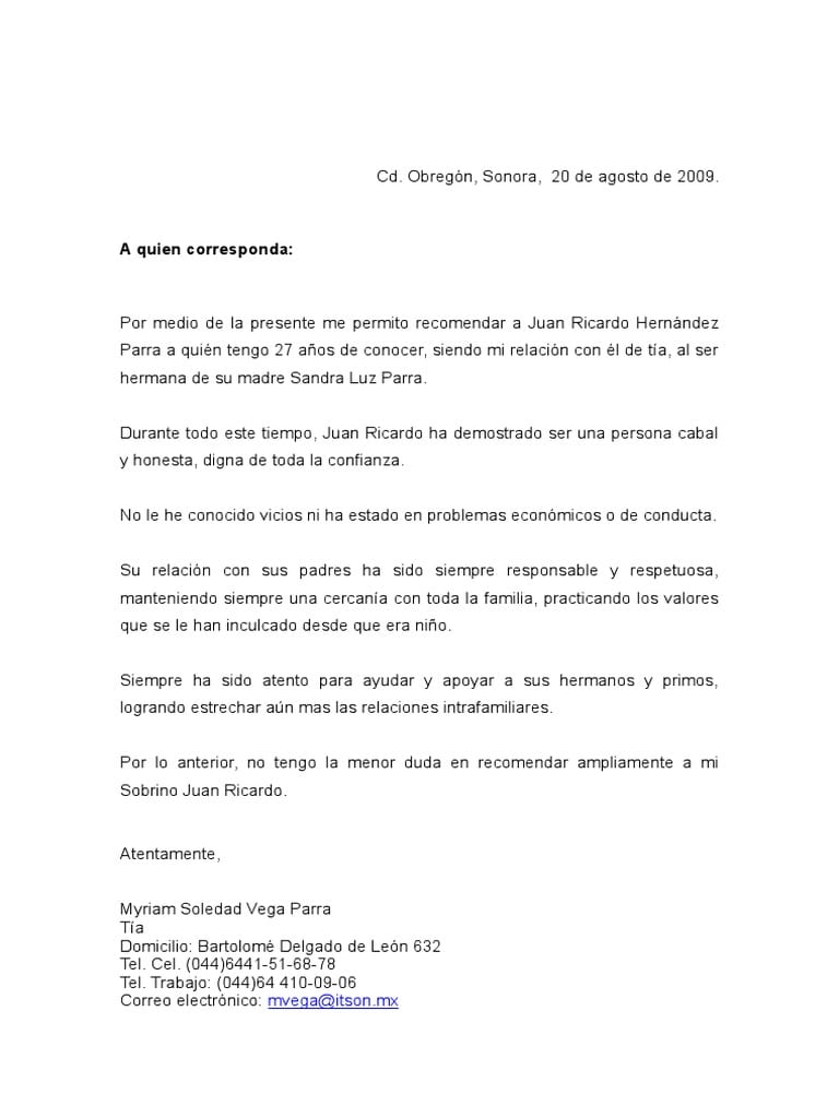 Carta para recomendar a una persona | Actualizado octubre 2023